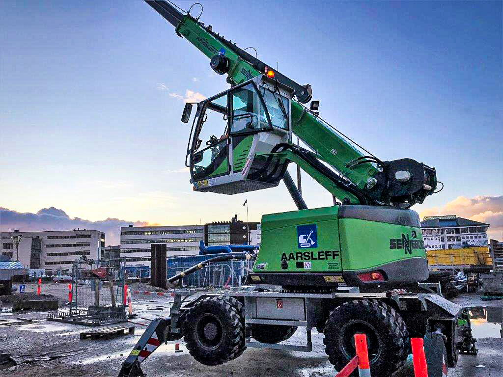 A SENNEBOGEN crane is doing the job for company Per Aarsleff with a ...