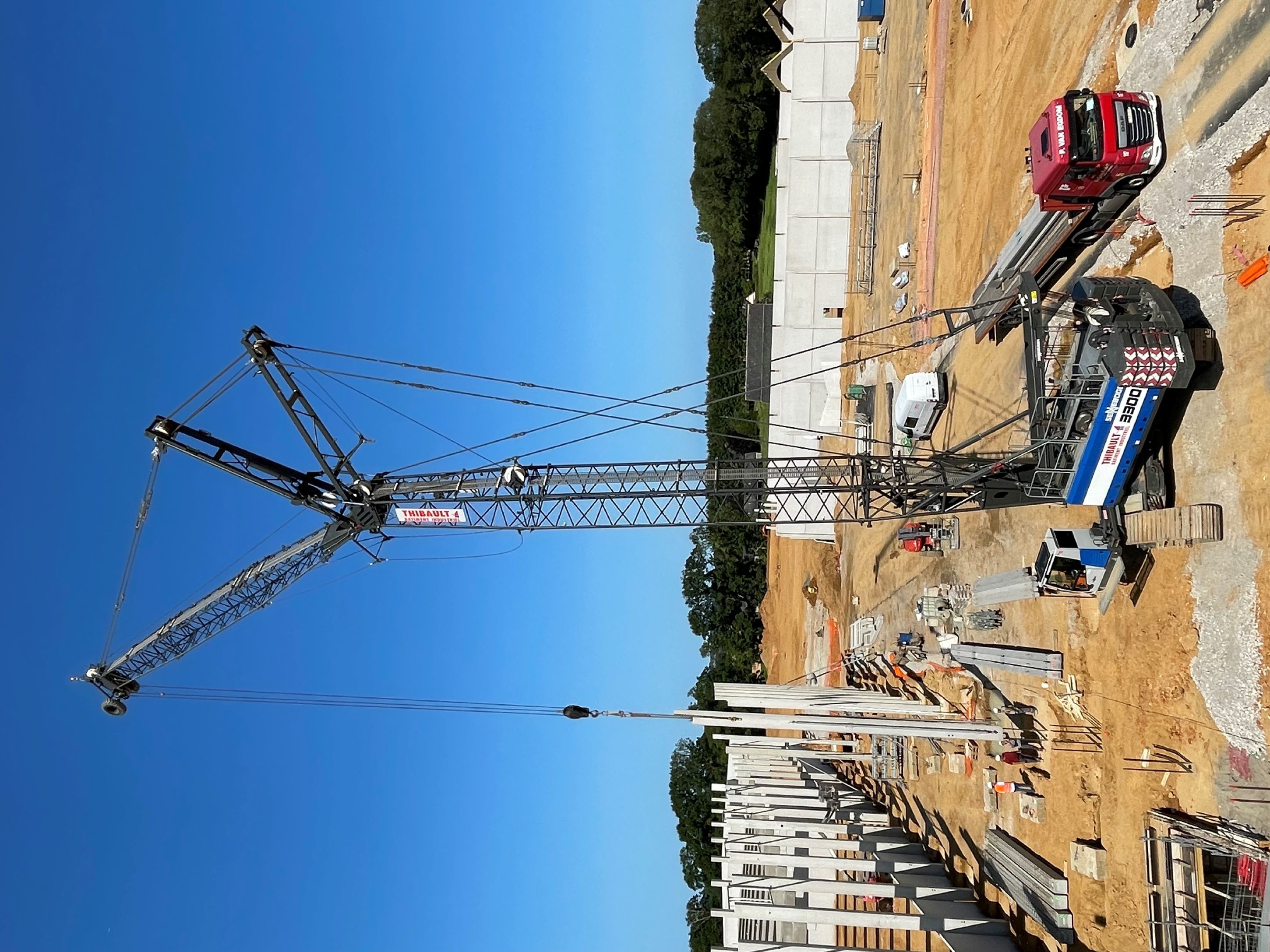 Heavy lifting work during the construction of complex industrial buildings